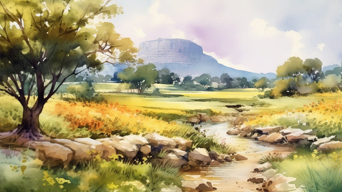 Watercolor Landscape Digital Download Instant Download - Etsy