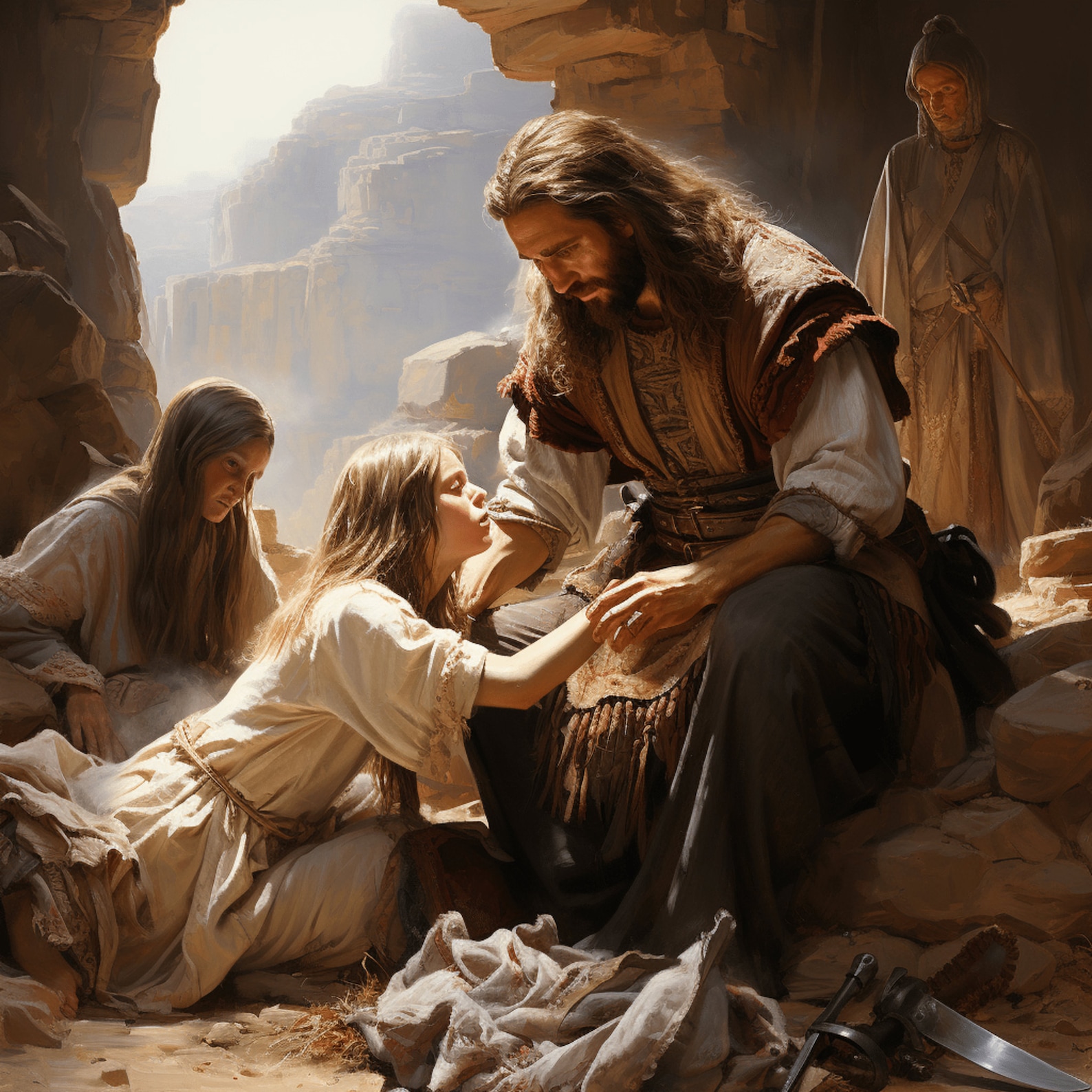 Mary and Martha With Jesus - Instant Download | Bible Story Art ...