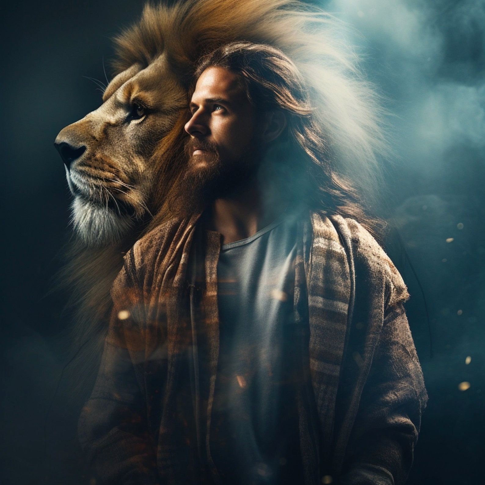 The Lion and Jesus Poster, Religious Wall Art, Christian Home Decor ...