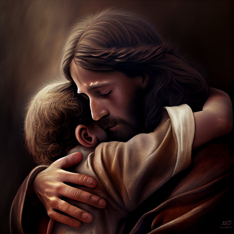 Jesus Hugging Boy #3 - Etsy
