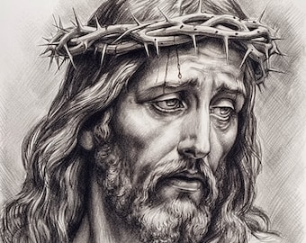 Jesus Sketch Digital Printable Download Religious Artwork for Home ...