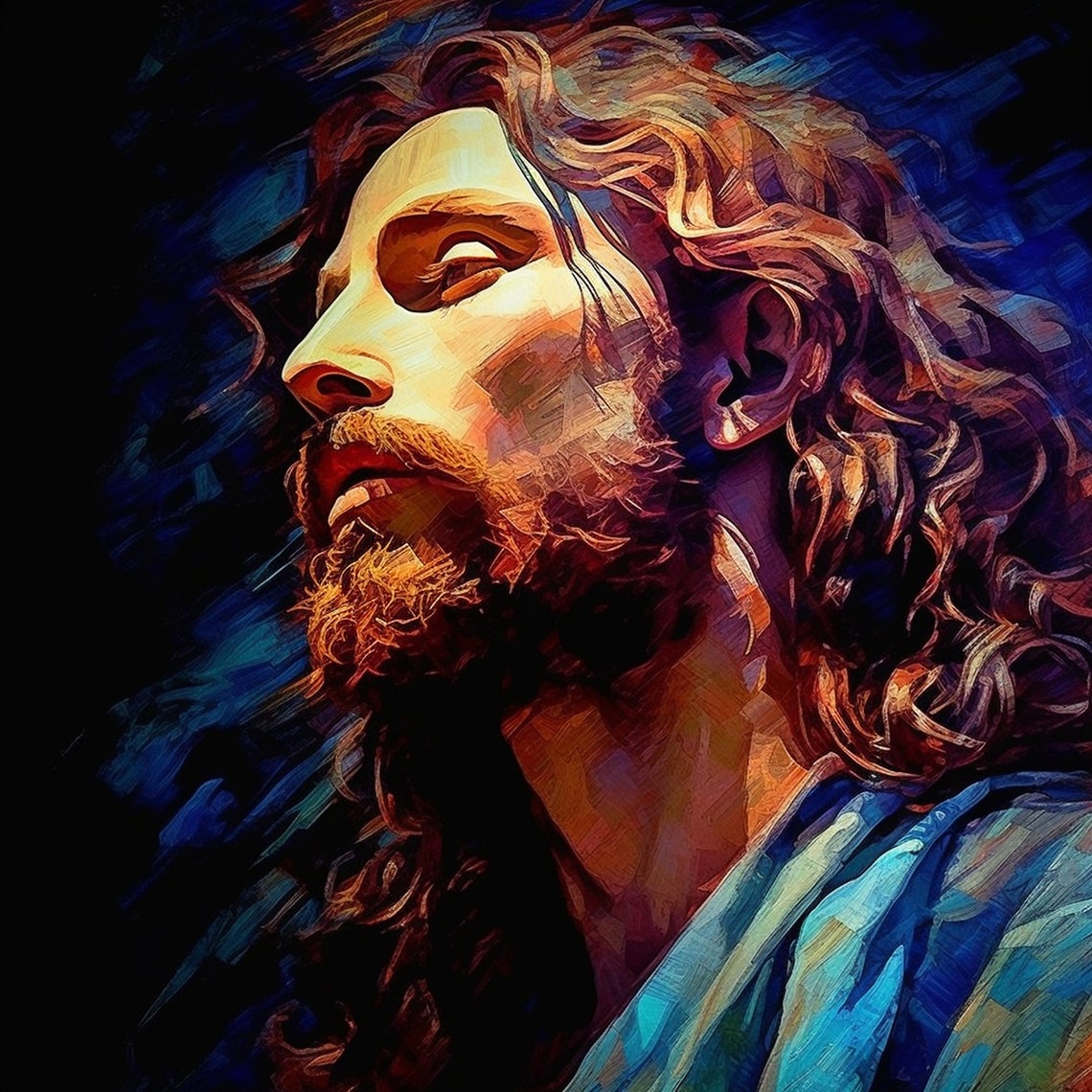 Digital Art Oil Painting of Jesus - Etsy