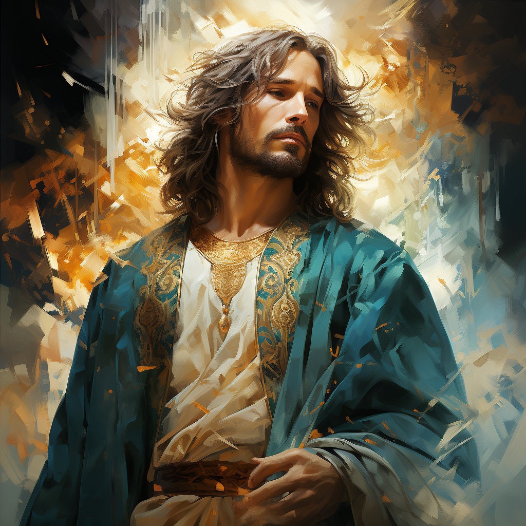 Jesus King in Royal Robe, Peaceful Jesus the Savior Praying in ...