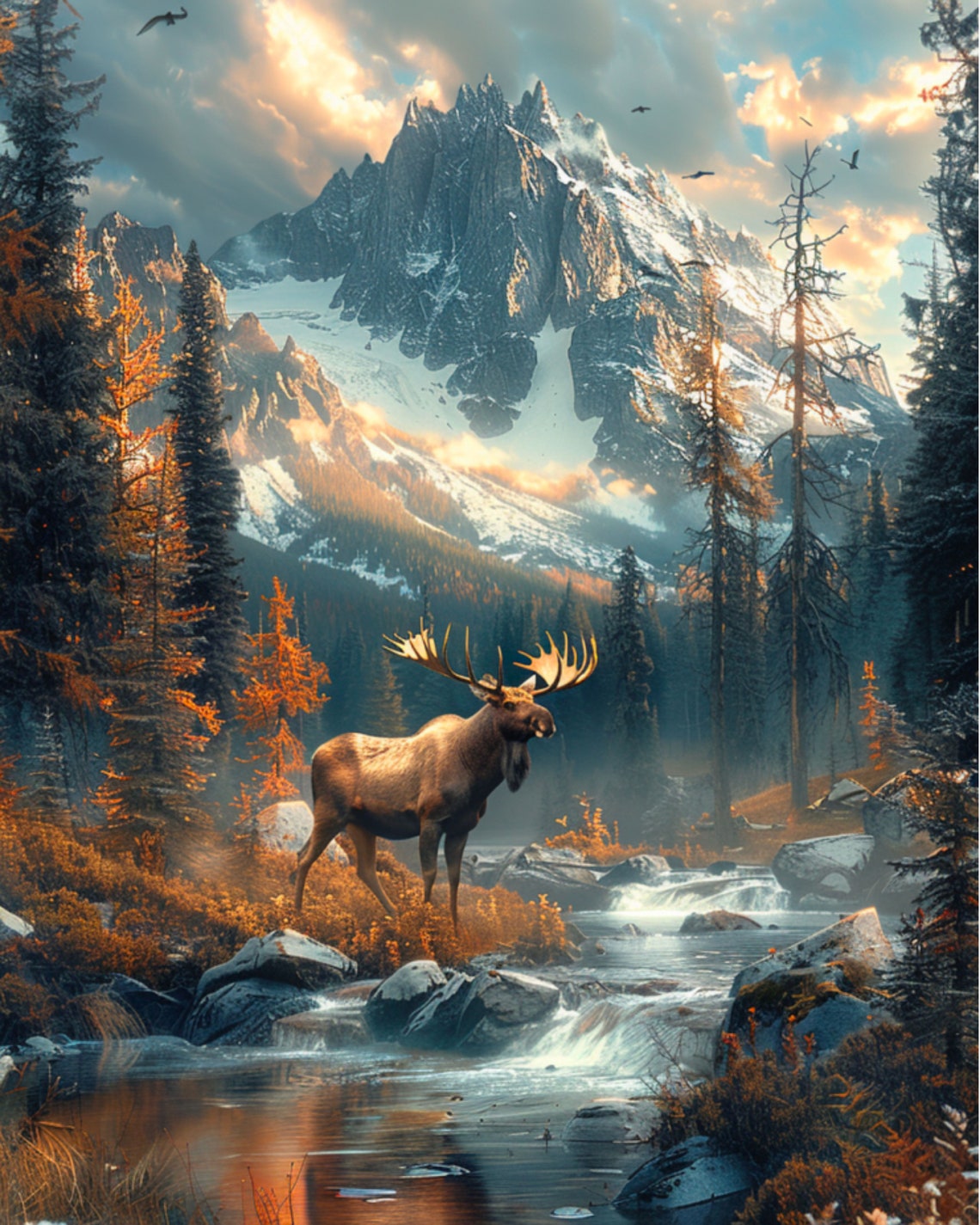Moose in the Woods Rustic Wall Art Print for Nature Lovers - Etsy