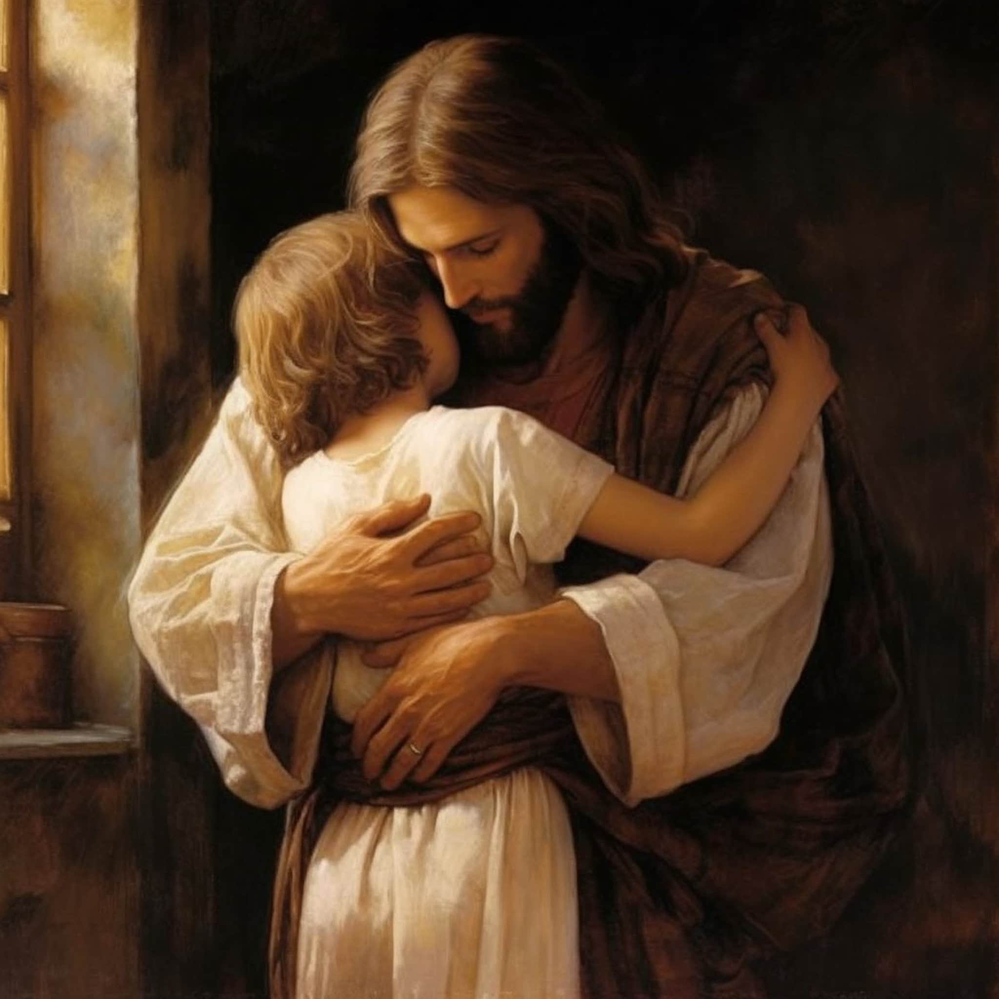 Sacred Embrace: Heartwarming Digital Art of Jesus Christ Comfortingly ...