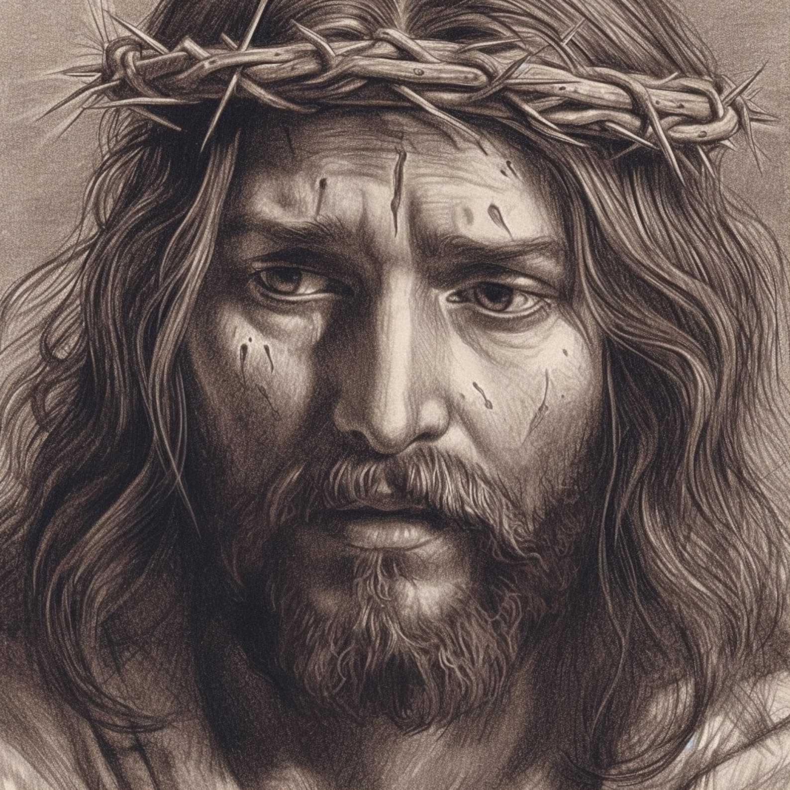Jesus Sketch Digital Printable Download - Religious Artwork for Home ...