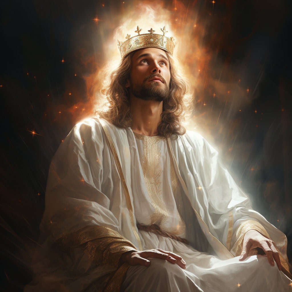 Jesus is King, Crown, Divine, Portrait, Christian Art, Religious Wall ...