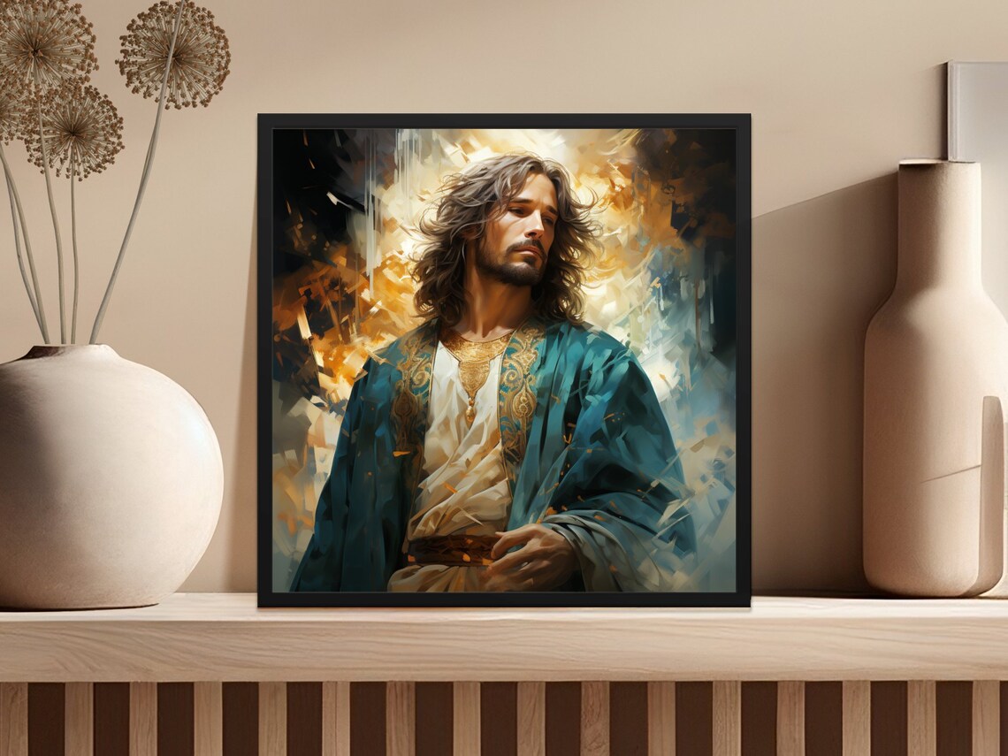 Jesus King in Royal Robe, Peaceful Jesus the Savior Praying in ...