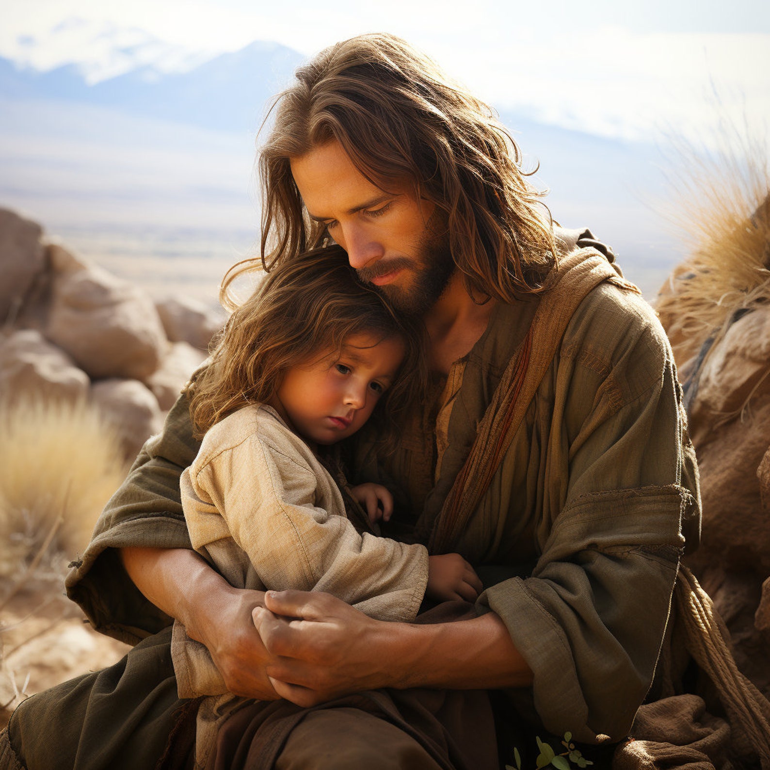 Hugging Boy, Art of Jesus, Religious Christian Jesus, Faith-inspired ...