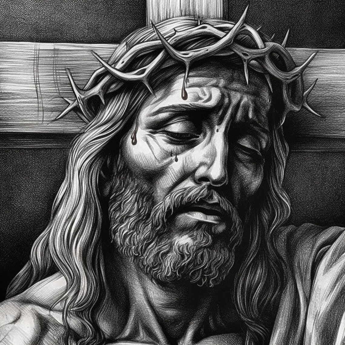 Jesus Sketch Digital Printable Download Religious Artwork for Home ...