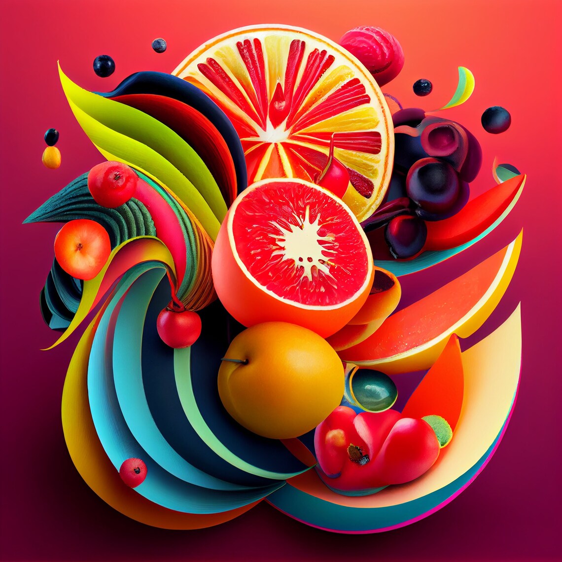 Instant Digital Download: Vibrant Fruit Digital Art Collection - Etsy