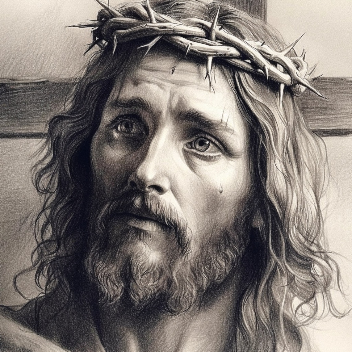 Jesus Sketch Digital Printable Download - Religious Artwork for Home ...