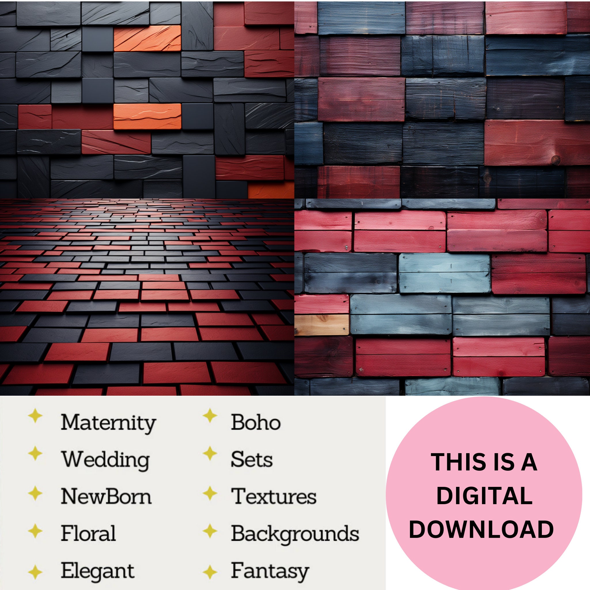 4 Red & Black Tile Digital Backdrops for Photoshop - Etsy