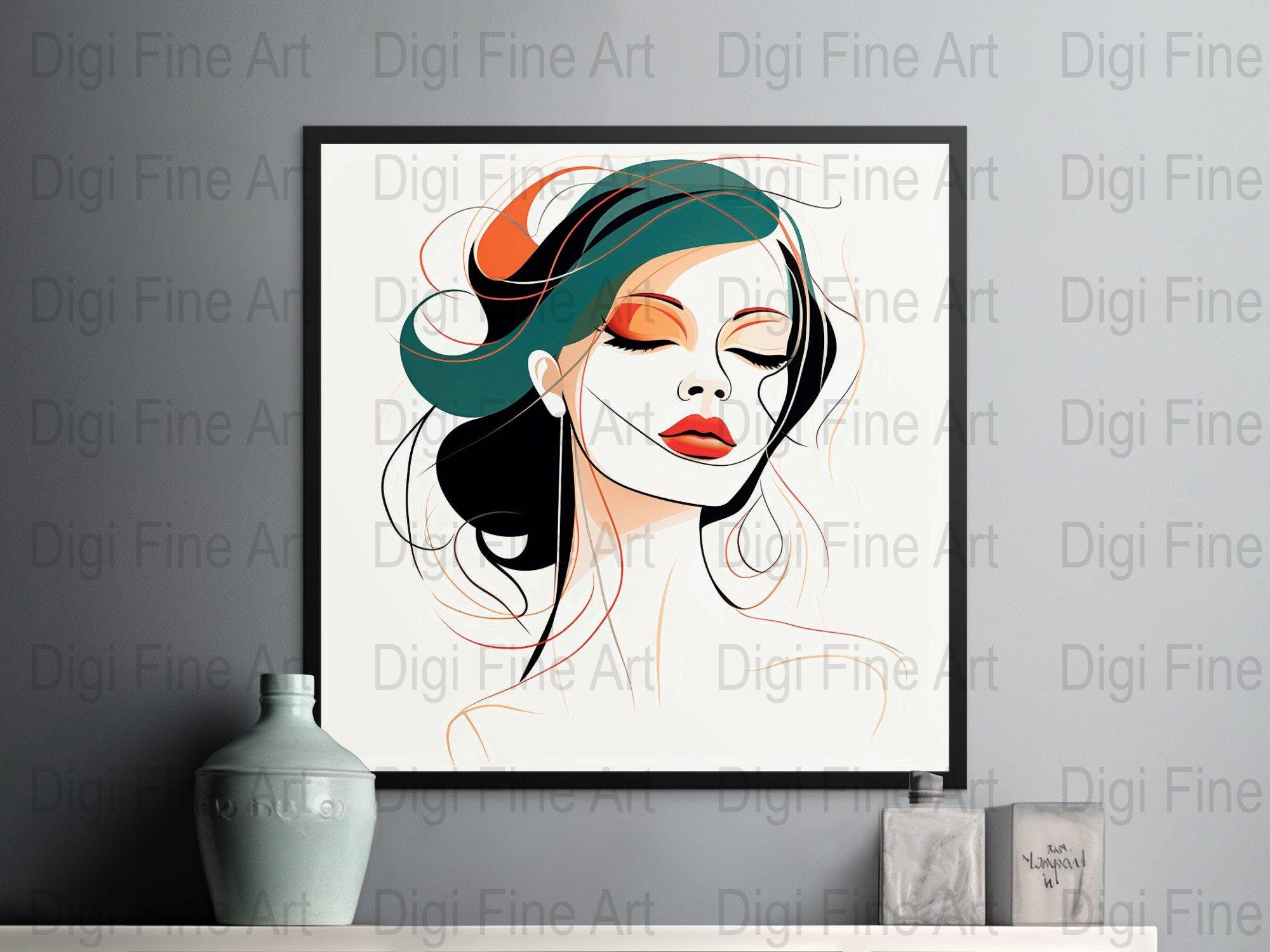 Woman Portrait Wall Art Woman Canvas Abstract Woman Wall - Etsy