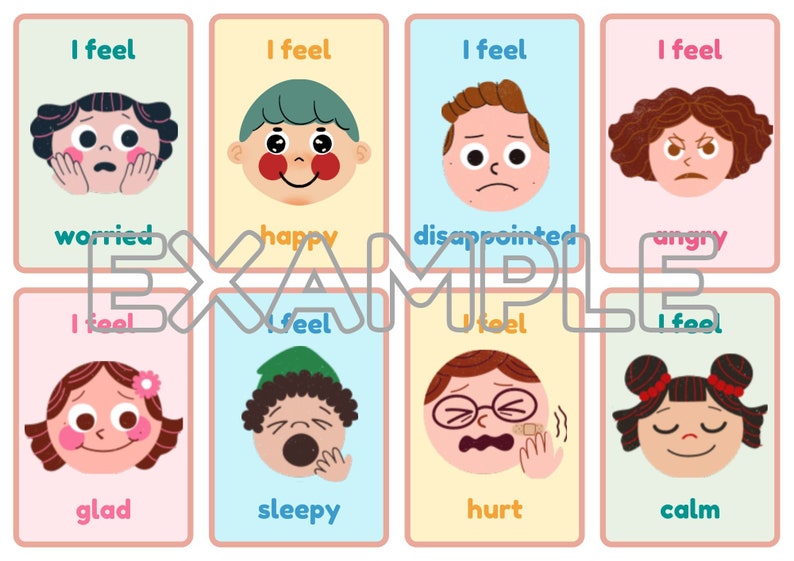 Feelings Flash Cards - Etsy