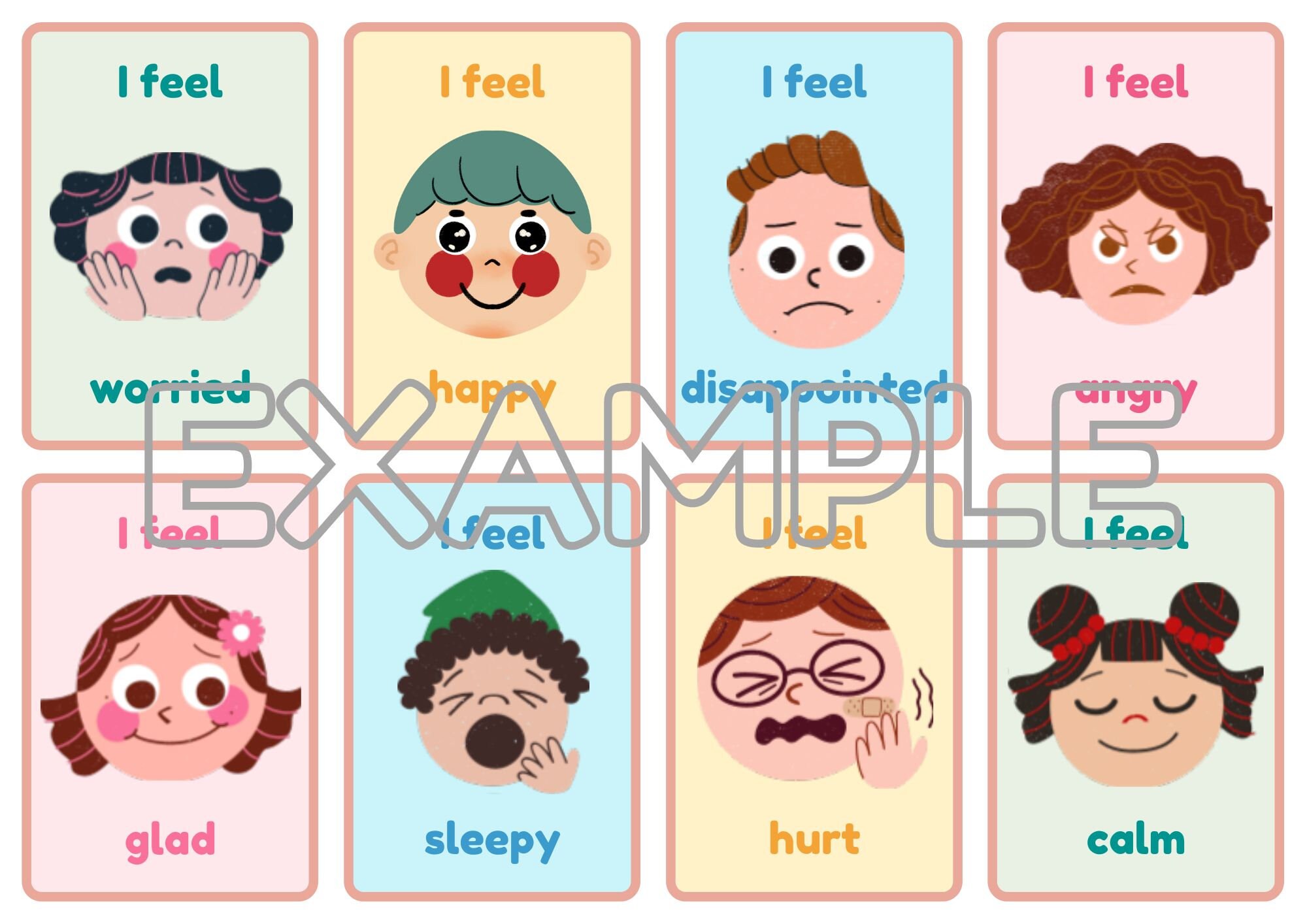 Feelings Flash Cards - Etsy