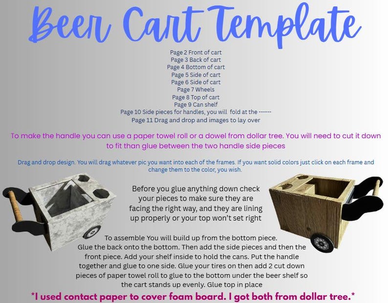 Snack Cart, Beer Cart Drag and Drop CANVA Template - Etsy