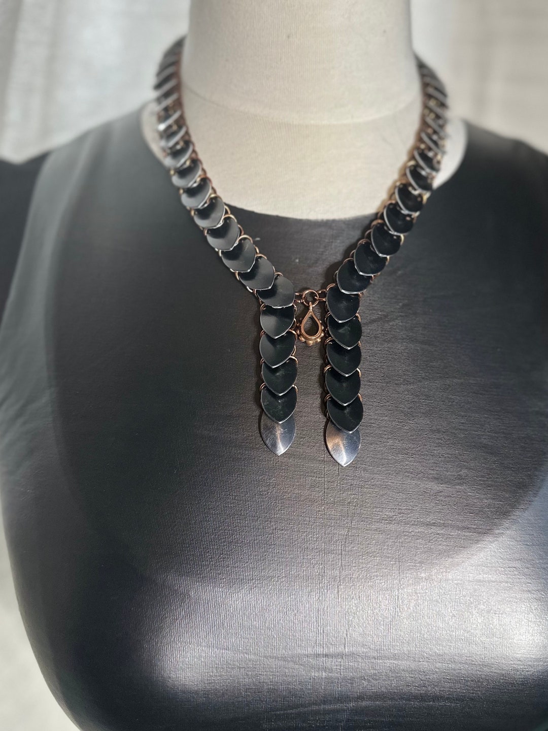 Black and Bronze Scale Mail Necklace - Etsy