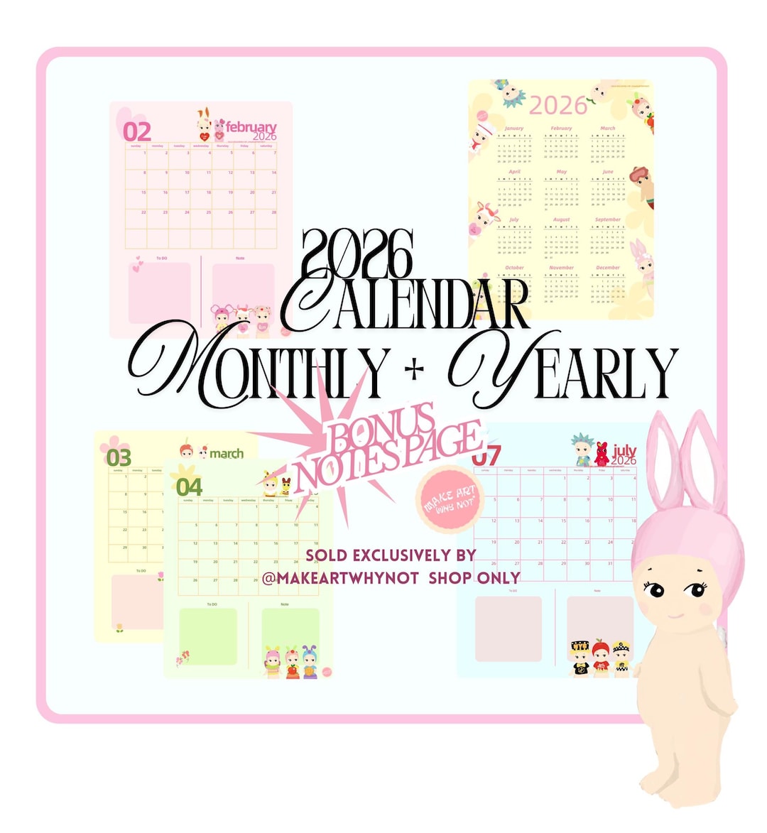 Sonny Angel 2026 Twelve Month Calendar Bundle DIGITAL and Printable ...