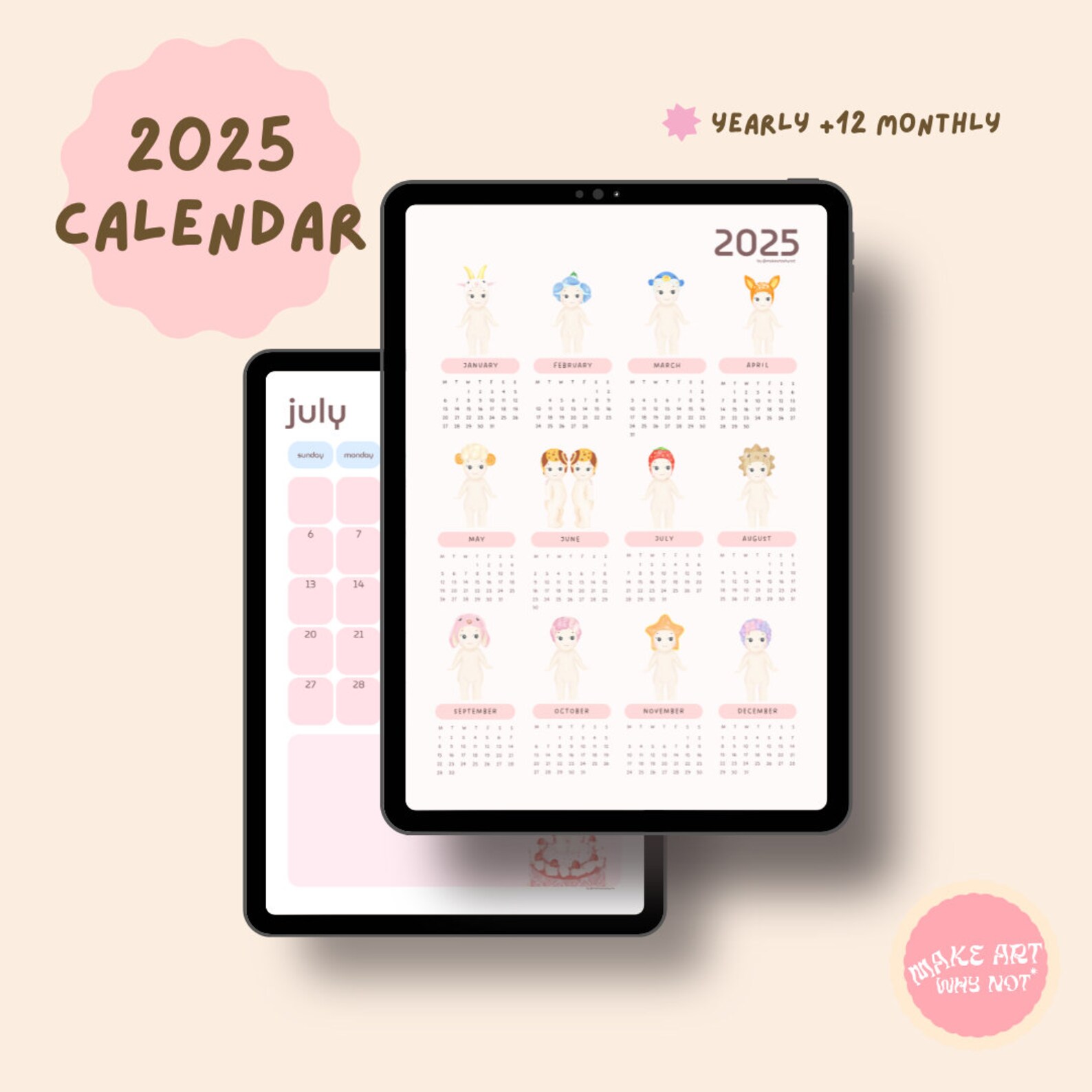 Sonny Angel 2025 Twelve Month Calendar Bundle DIGITAL Cute Printable ...