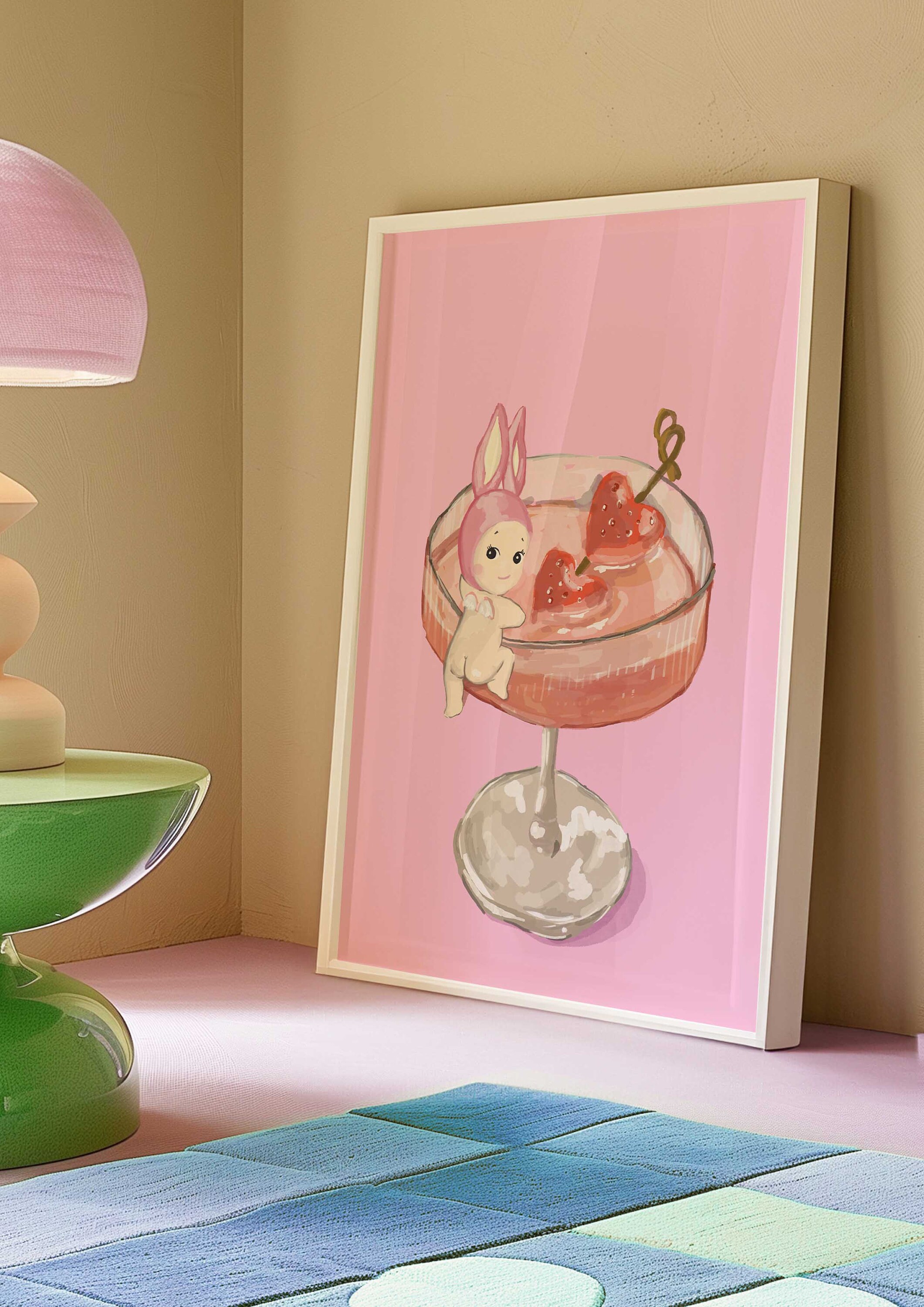 Printable Sonny Angel Poster Art Pink DIGITAL | Cherub Bunny Aesthetic ...