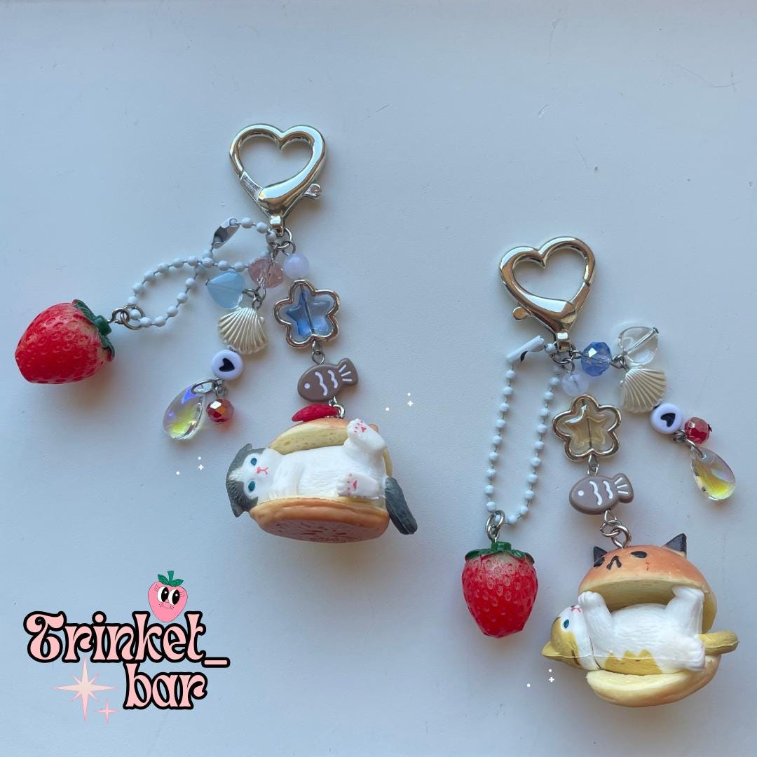 Mofusand Bread Strawberry Tabby Orange Cat Keychain Bag Charm Phone ...