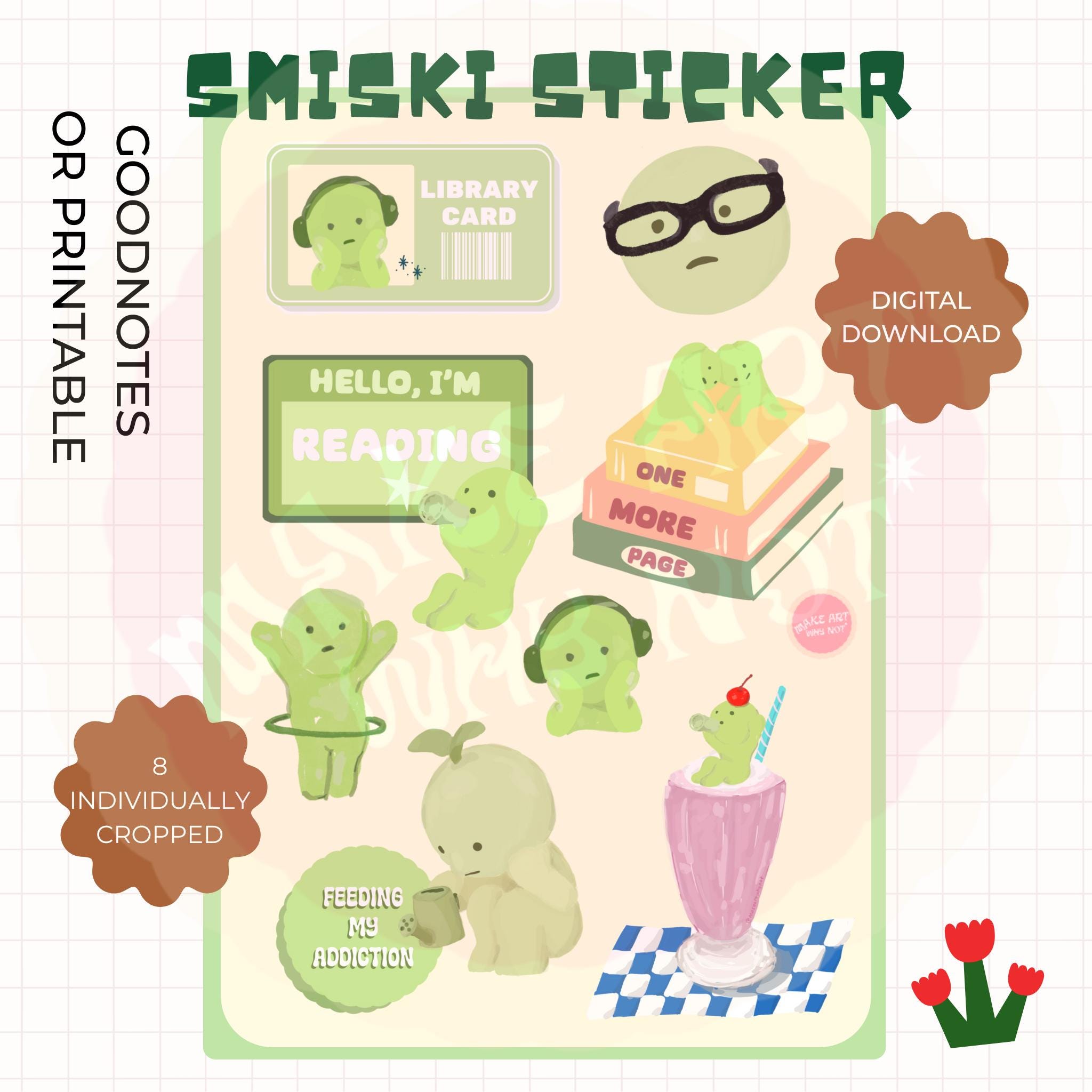 SMISKI Illustration DIGITAL Stickers Pack Kindle Book Lovers Library ...