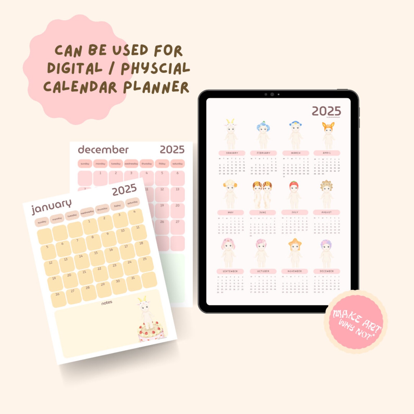 Sonny Angel 2025 Twelve Month Calendar Bundle DIGITAL Cute Printable ...