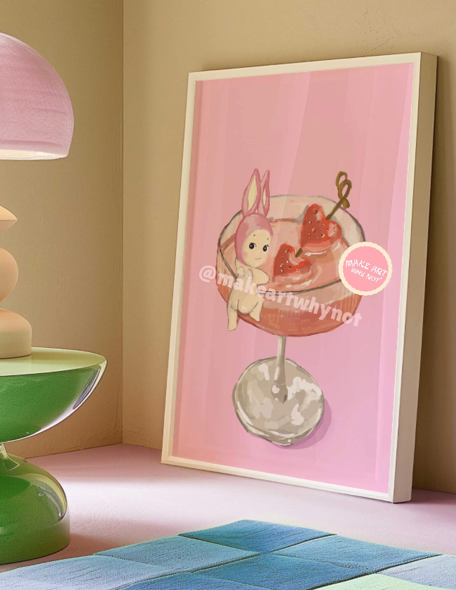 Printable Sonny Angel Poster Art Pink DIGITAL | Cherub Bunny Aesthetic ...