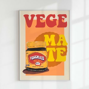 Vege MATE Vegemite Artwork Prints Australian Iconic Food Hand Drawn ...