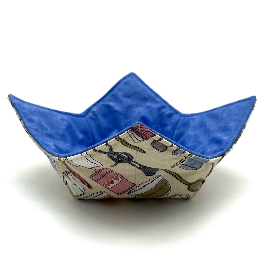 Bowl Cozy, Kitchen Cooking Style With Blue, Reversible Quilted Bowl ...
