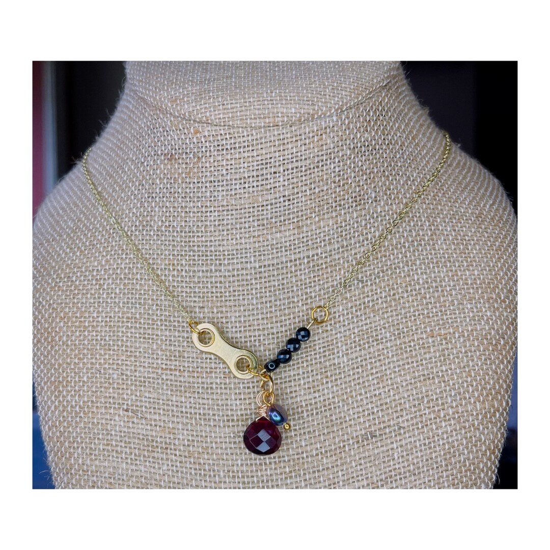 Ruby Gemstone & Gold Bike Chain Link Necklace - Etsy
