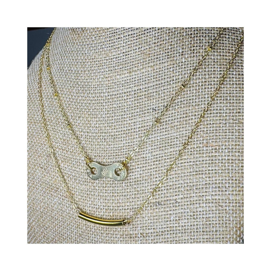 Layered Gold Bike Chain Link Necklace - Etsy