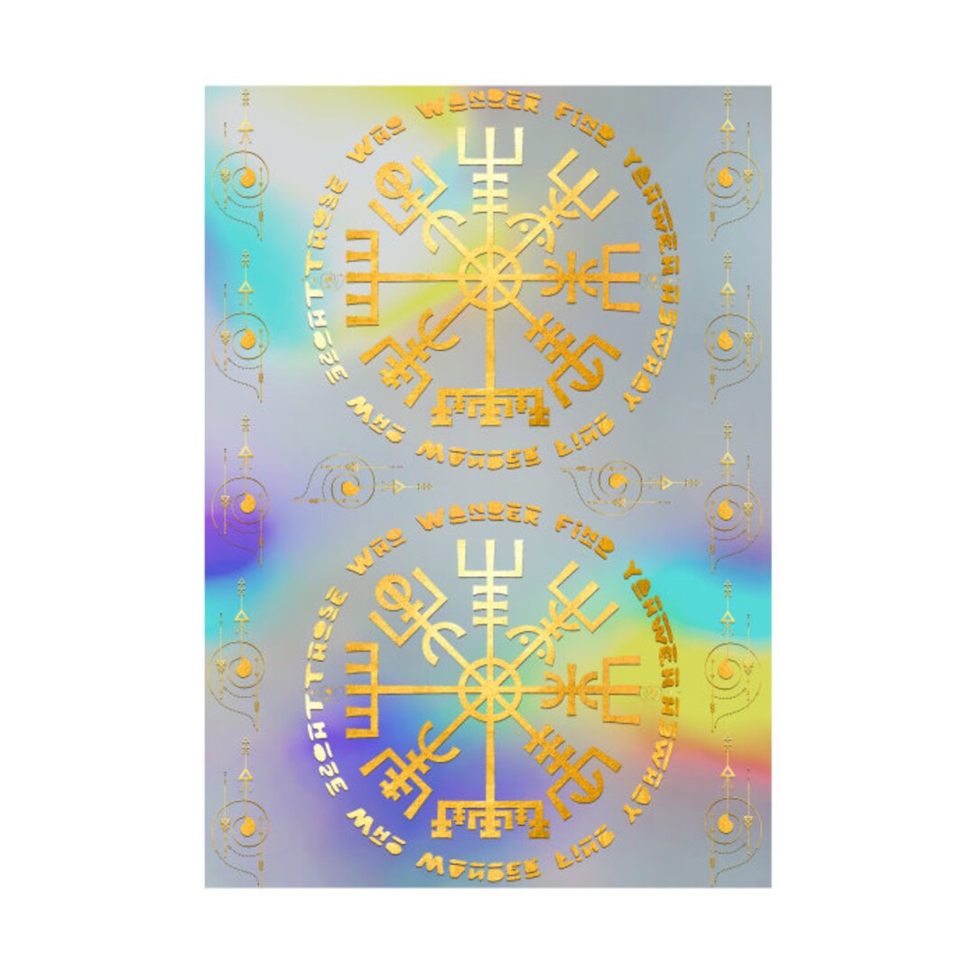 Holographic Kiss-cut Stickers | 2pcs | "vigvisir" Viking Protection ...