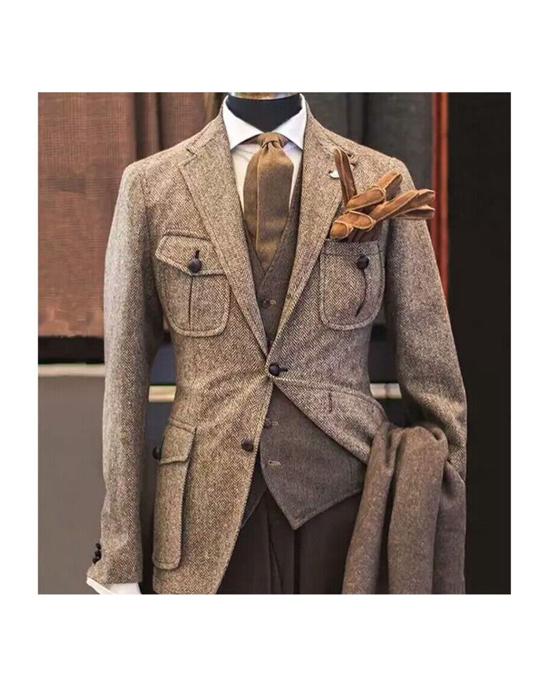 Vintage Herringbone Men Tweed Single-breasted Jacket ,custom Jacket in ...