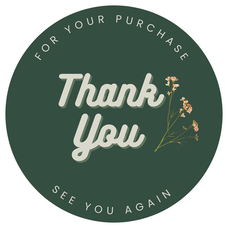 Printable Sticker- Thank You for Your Purchase- See You Again - Etsy