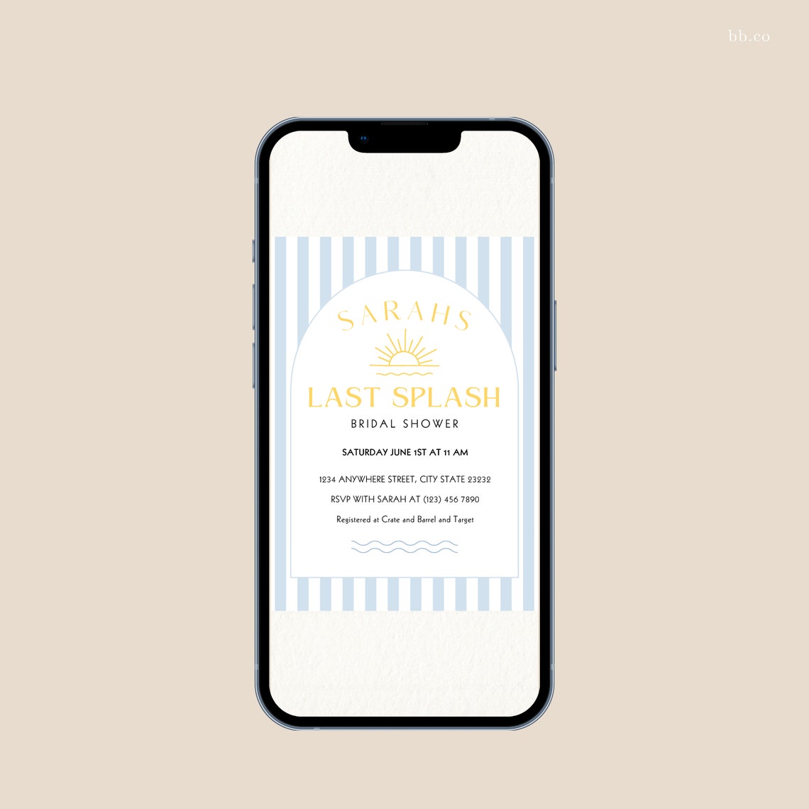 Last Splash Bridal Shower Invitation Template, Yellow Last Splash ...