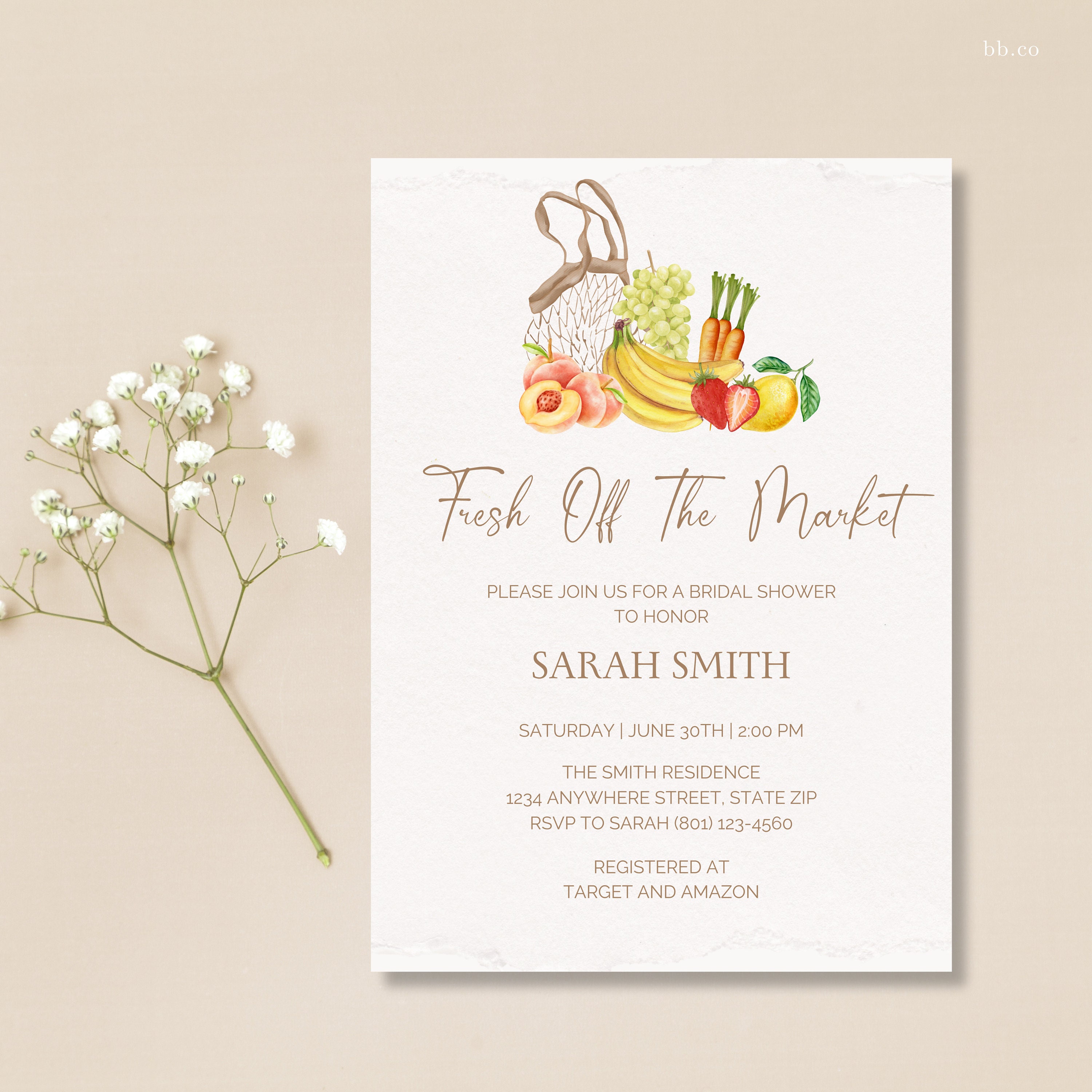 Fresh off the Market Bridal Shower Template, EDITABLE Bridal Shower ...