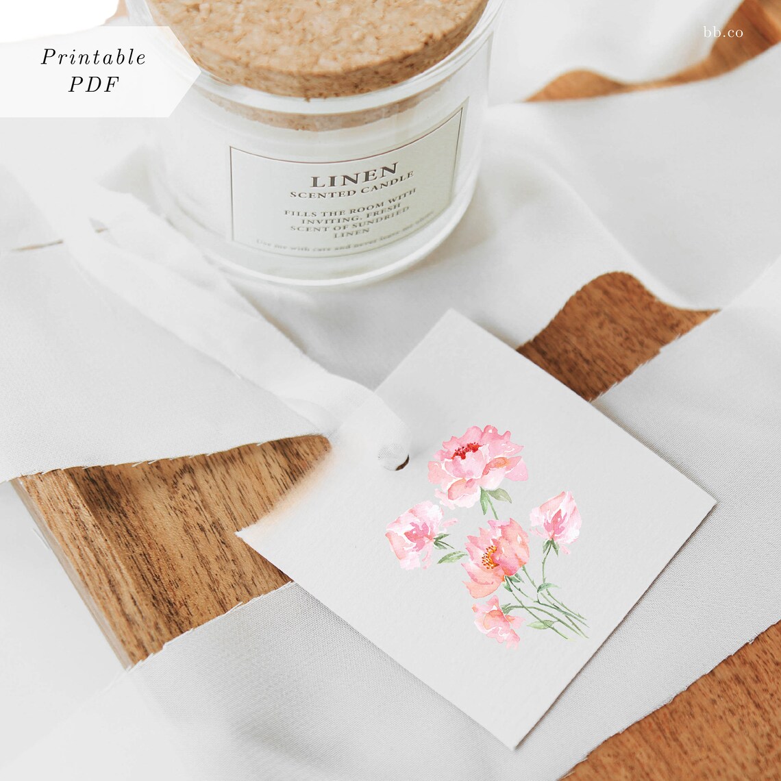 Pink Flower Bundle, Printable PDF, Gift Tag, Flower Gift Tag, Birthday ...