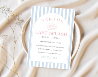 Last Splash Bridal Shower Invitation Template, Yellow Last Splash ...