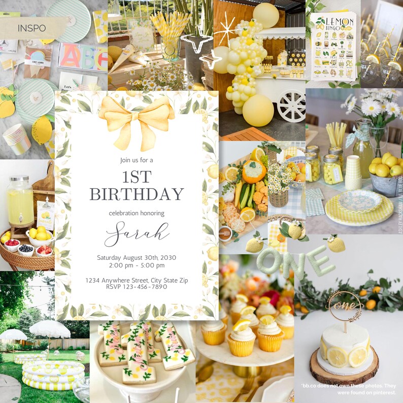 Lemon First Birthday Invitation, Lemon 1st Birthday, Lemonade Birthday ...