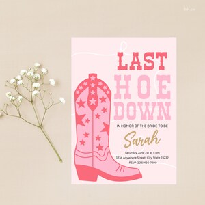Last Hoe Down Bachelorette Party Invitation, EDITABLE Invitation ...