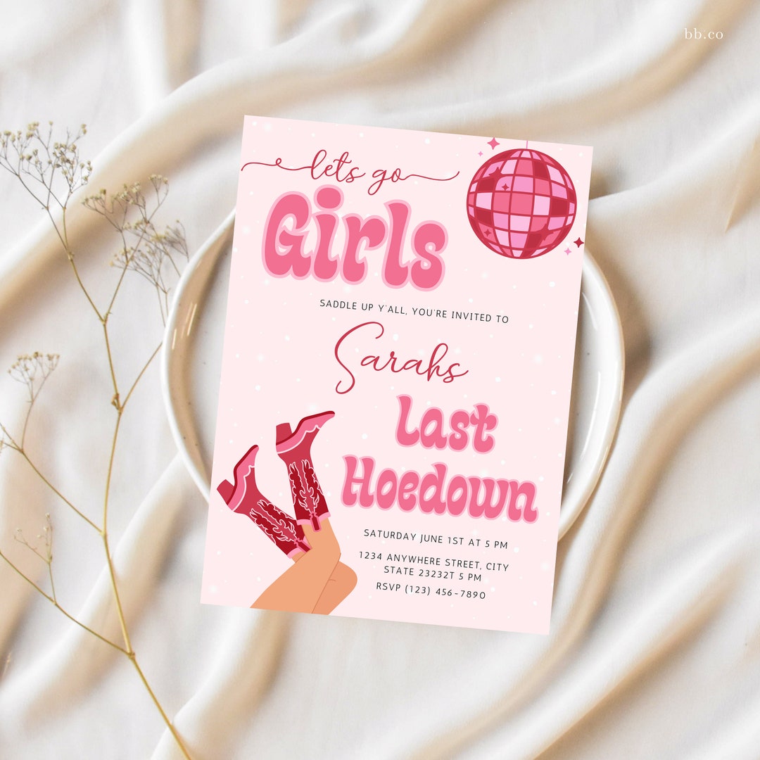 Last Hoe Down Bachelorette Party Invitation, EDITABLE Invitation ... Last Hoe Down Bachelorette Party Invitation, EDITABLE Invitation ...