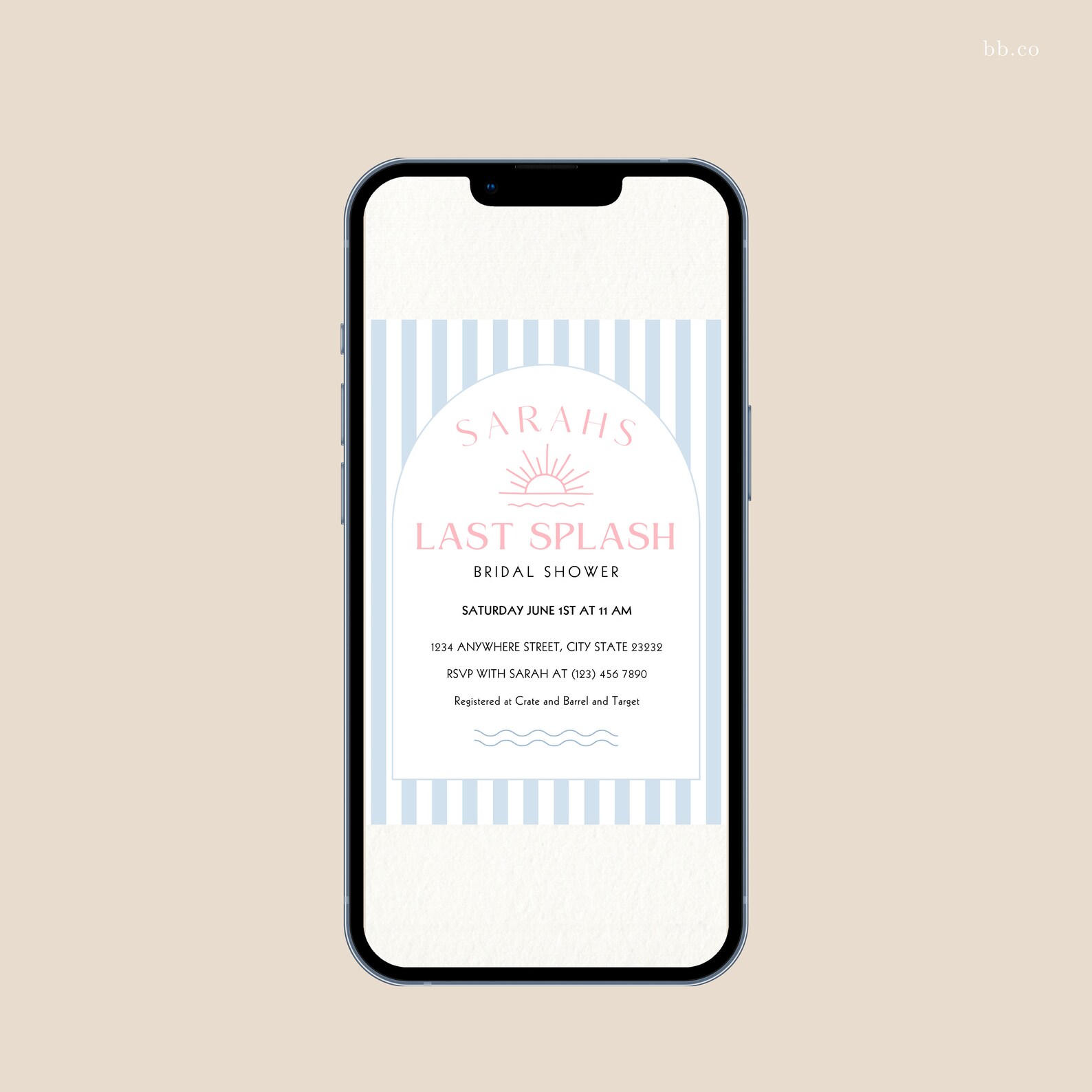 Last Splash Bridal Shower Invitation Template, Pink Last Splash Bridal ...
