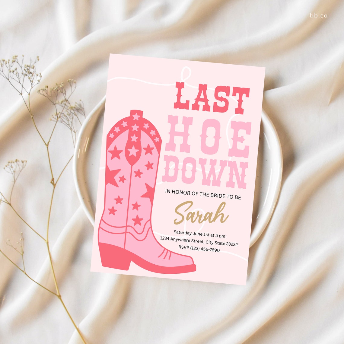 Last Hoe Down Bachelorette Party Invitation, EDITABLE Invitation ... Last Hoe Down Bachelorette Party Invitation, EDITABLE Invitation ...