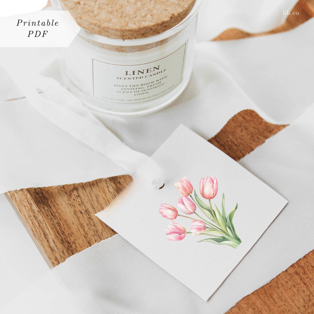 Pink Flower Bundle, Printable PDF, Gift Tag, Flower Gift Tag, Birthday ...