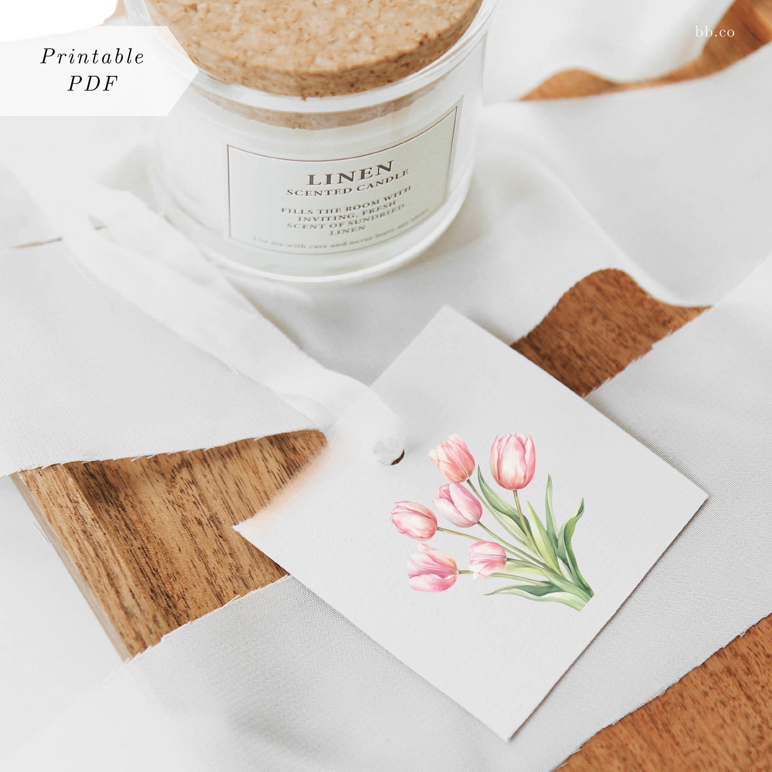 Pink Flower Bundle, Printable PDF, Gift Tag, Flower Gift Tag, Birthday ...