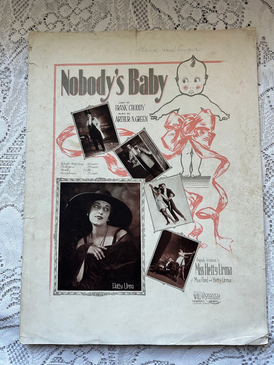 Vintage Sheet Music 1919 Nobody's Baby, Frank Choddy, Arthur N Green ...
