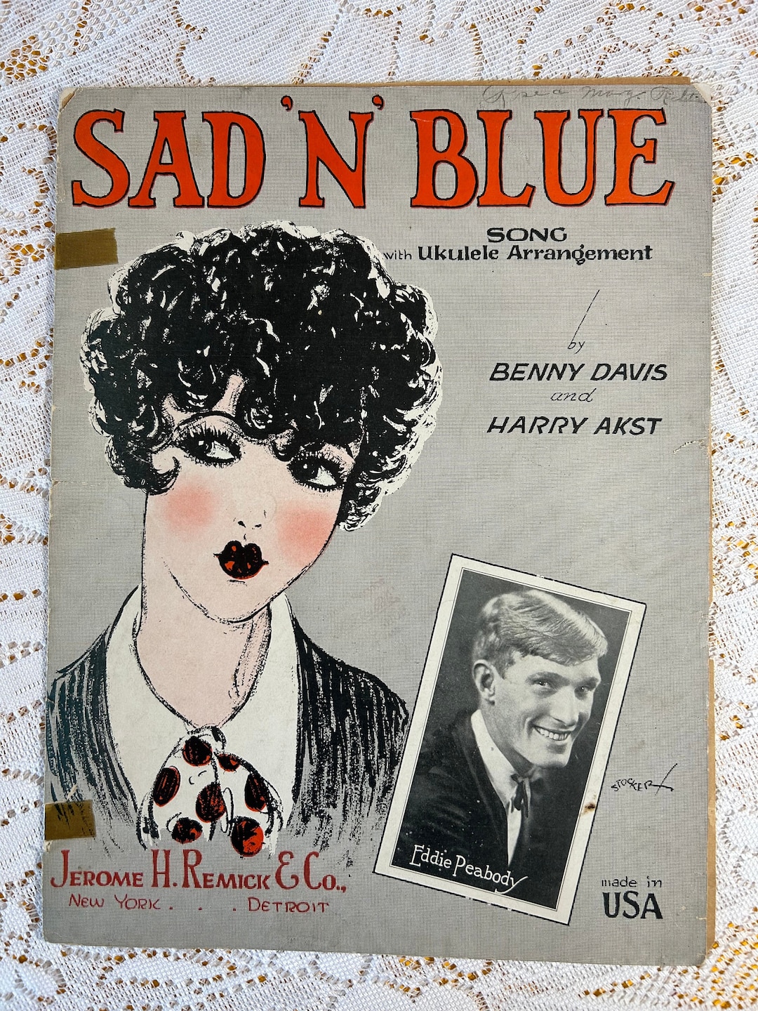 Vintage Sheet Music 1927 Sad 'N' Blue Benny Davis, Harry Akst, Eddie ...