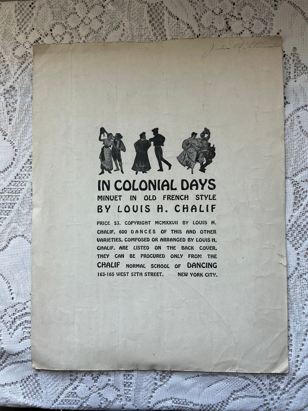 Vintage Sheet Music 1927 in Colonial Days, Minuet Old French Style ...